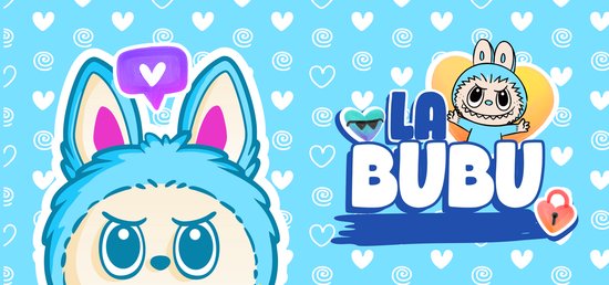 LABUBU (blauw met hartjes) bedrukte mok | bol