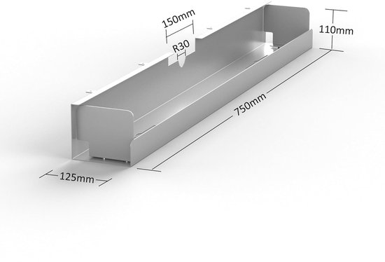 Kabelgoot Valley - Universeel - Metaal - 75 x 12 x 11 cm - Zilver | bol