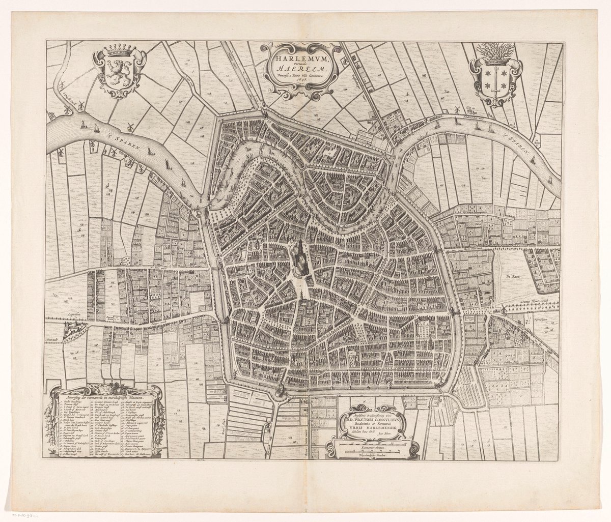 Poster Historische Oude Kaart Haarlem - Stadsplattegrond - 1652 - Large ...