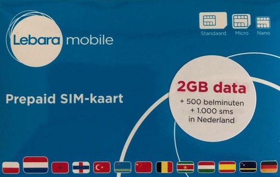 Lebara Prepaid SIM-kaart 2GB data | bol