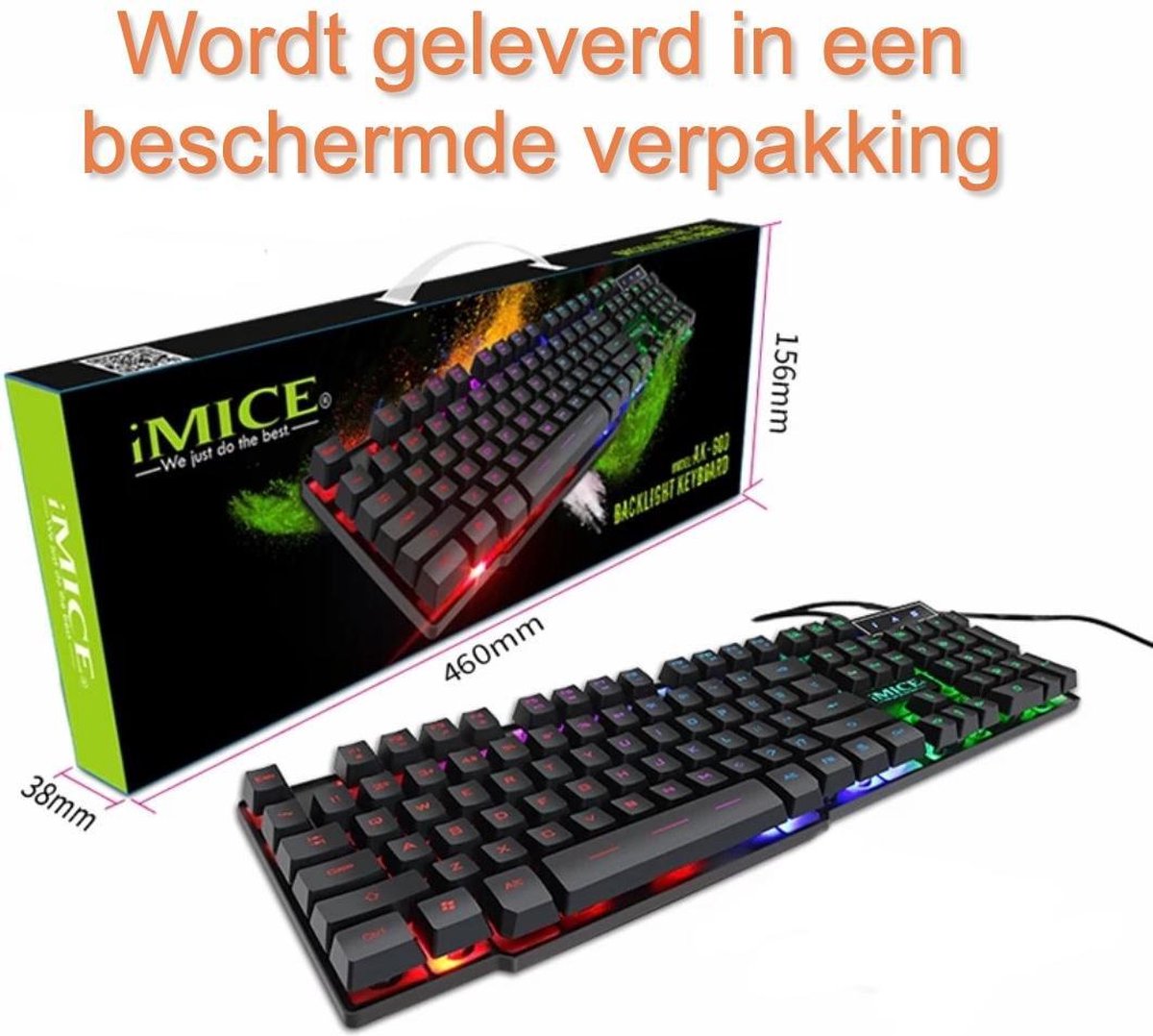 Game Toetsenbord Waterdicht - Multimedia Toetsen - Regenboog Led Effect ...
