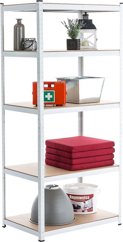 Clp Metalen opbergrek met 875 kg draagvermogen - Wit 90x45x200 cm | bol.com