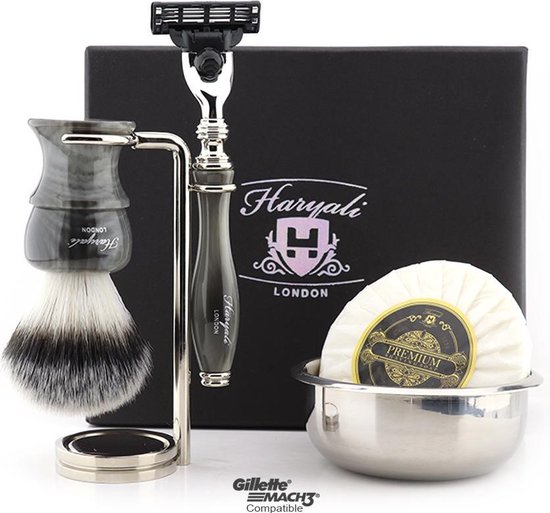 Scheerset voor mannen met scheermes met 3 randen, scheerkwast ...
