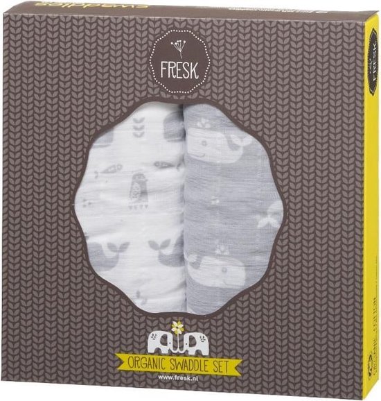 Fresk inbakerdoeken Whale Dark Grey 120x120 cm set van 2 | bol