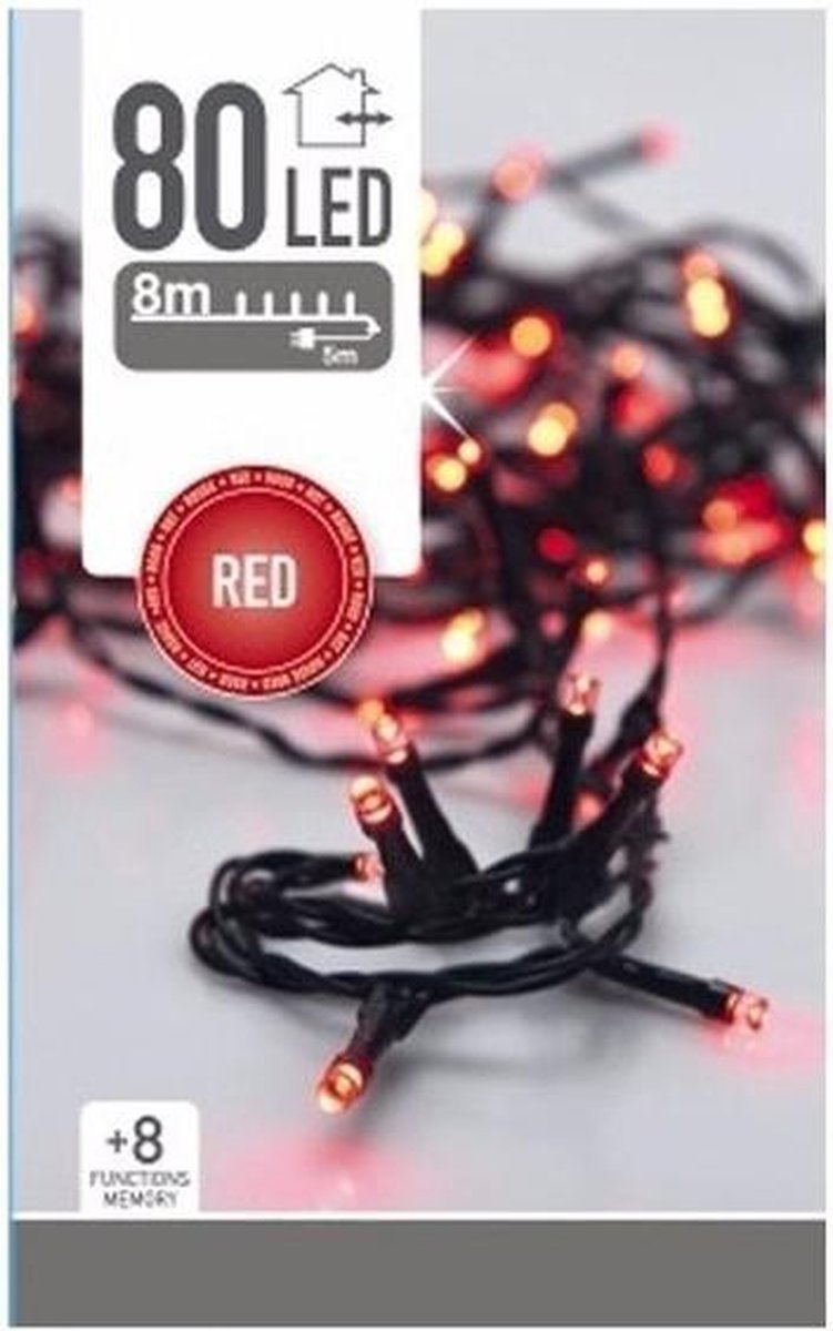 2x Kerstverlichting rood 80 LED lampjes - Kerstlampjes rood | bol.com