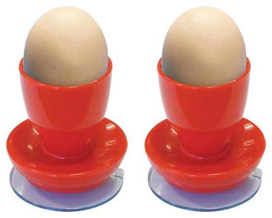 Eierdopjes met zuignap (per 2), voorkomt schuiven en omvallen. Rood | bol