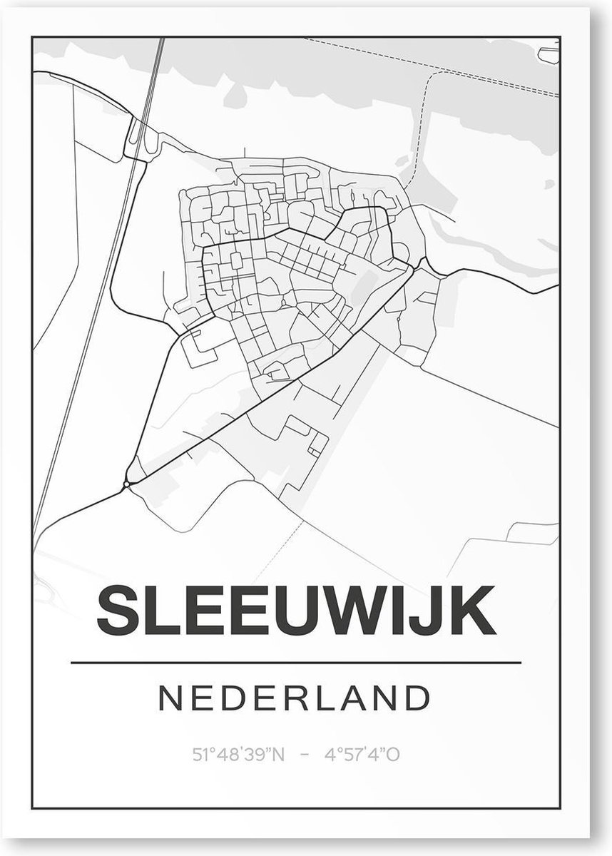 Poster/plattegrond SLEEUWIJK - 30x40cm | bol.com