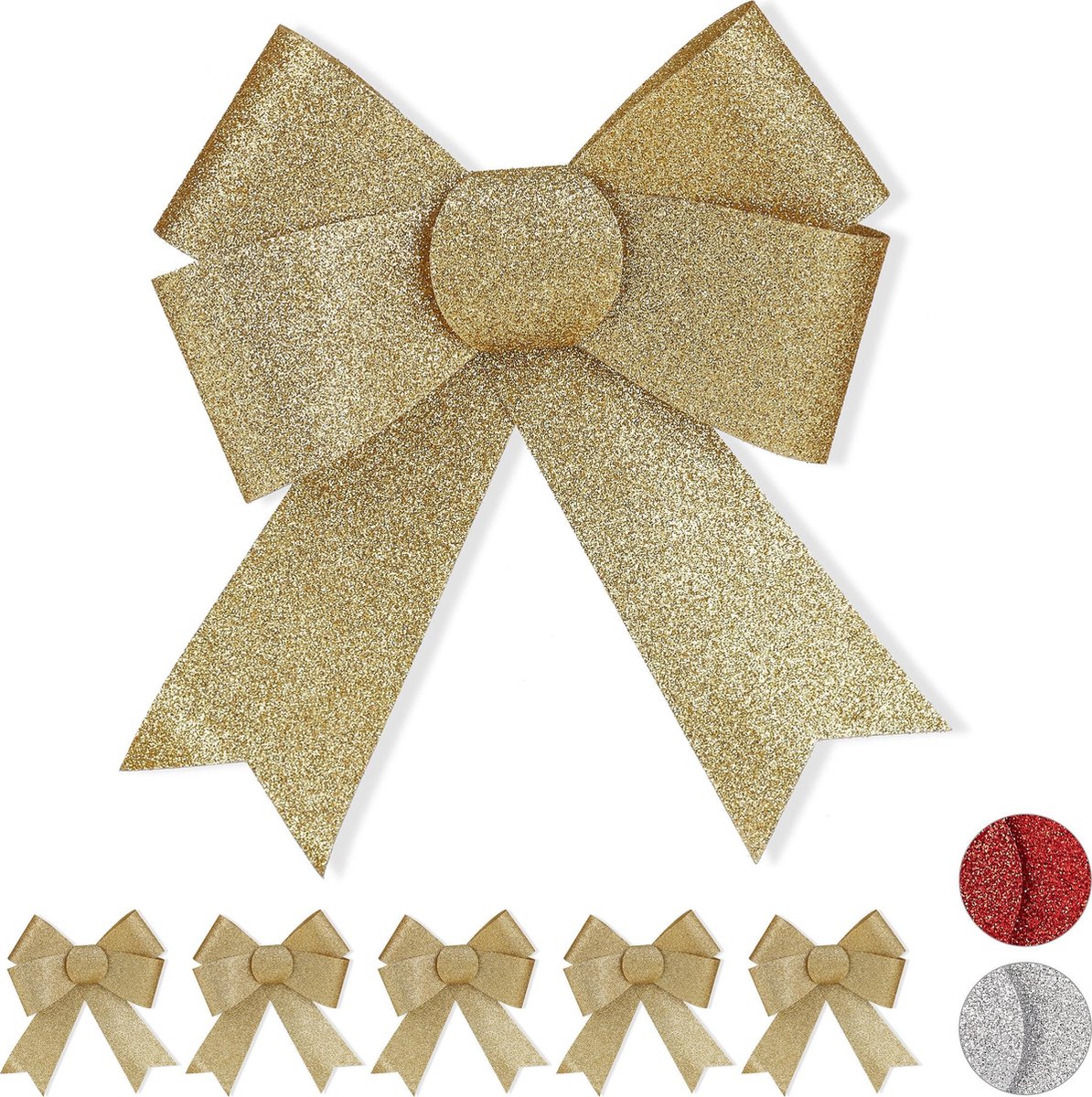 Relaxdays 6x grote strik - goud - cadeau strik - decoratie - glitter ...