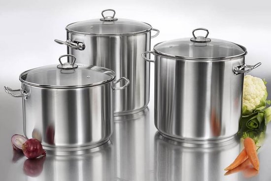 GSW Kookpan 20L Professionele Jumbo pan met glazen deksel - roestvrij ...