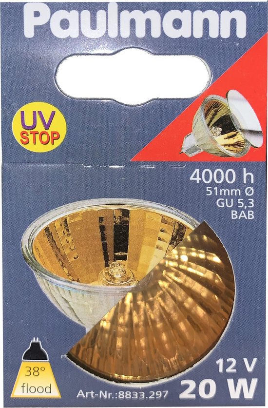 Paulmann 20w Halogeen Lamp 38 Graden Flood Gu5 3 Dicht Goud 8833297 Bab