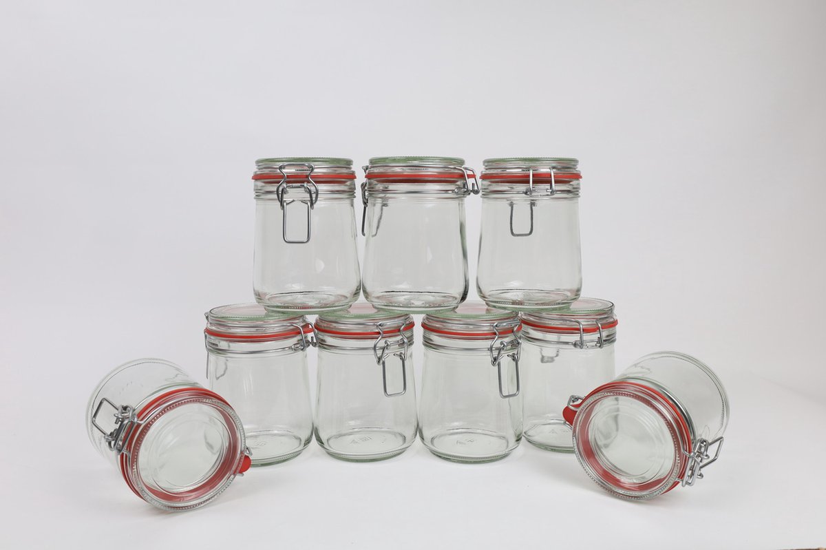 Weckpotten 9 stuks | 800 ml | Opbergen | Voorraadpotten | Glas | bol