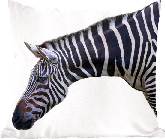 Sierkussen Zebra sur fond blanc pour usage intérieur - Cou et tête de ...