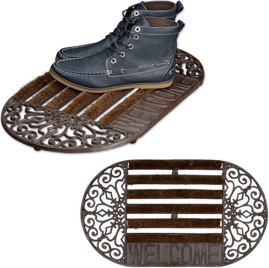 2 x deurmat gietijzer borstels, voetmat, voetveger, metaal, welcome ...