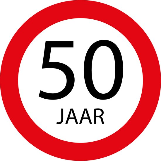 Raamsticker '50 jaar' verkeersbord | 80x80cm | Herbruikbaar! | bol