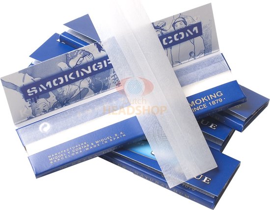 Smoking Blue King Size Rokersvloei 5 Pack Lange Vloei + 3 Boekjes Rasta ...