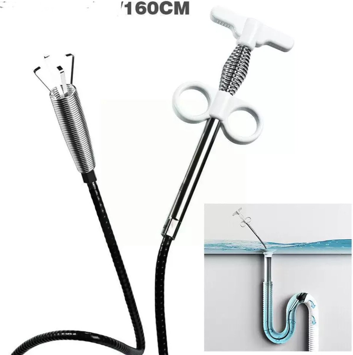 Verstopte Afvoerveer 160 cm Zwart/Grijs - Grijper, Onstopper ...