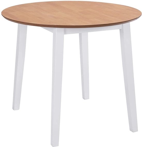 Furnibella - Eettafel Inklapbaar Rond MDF Wit Eetkamertafel Keukentafel ...
