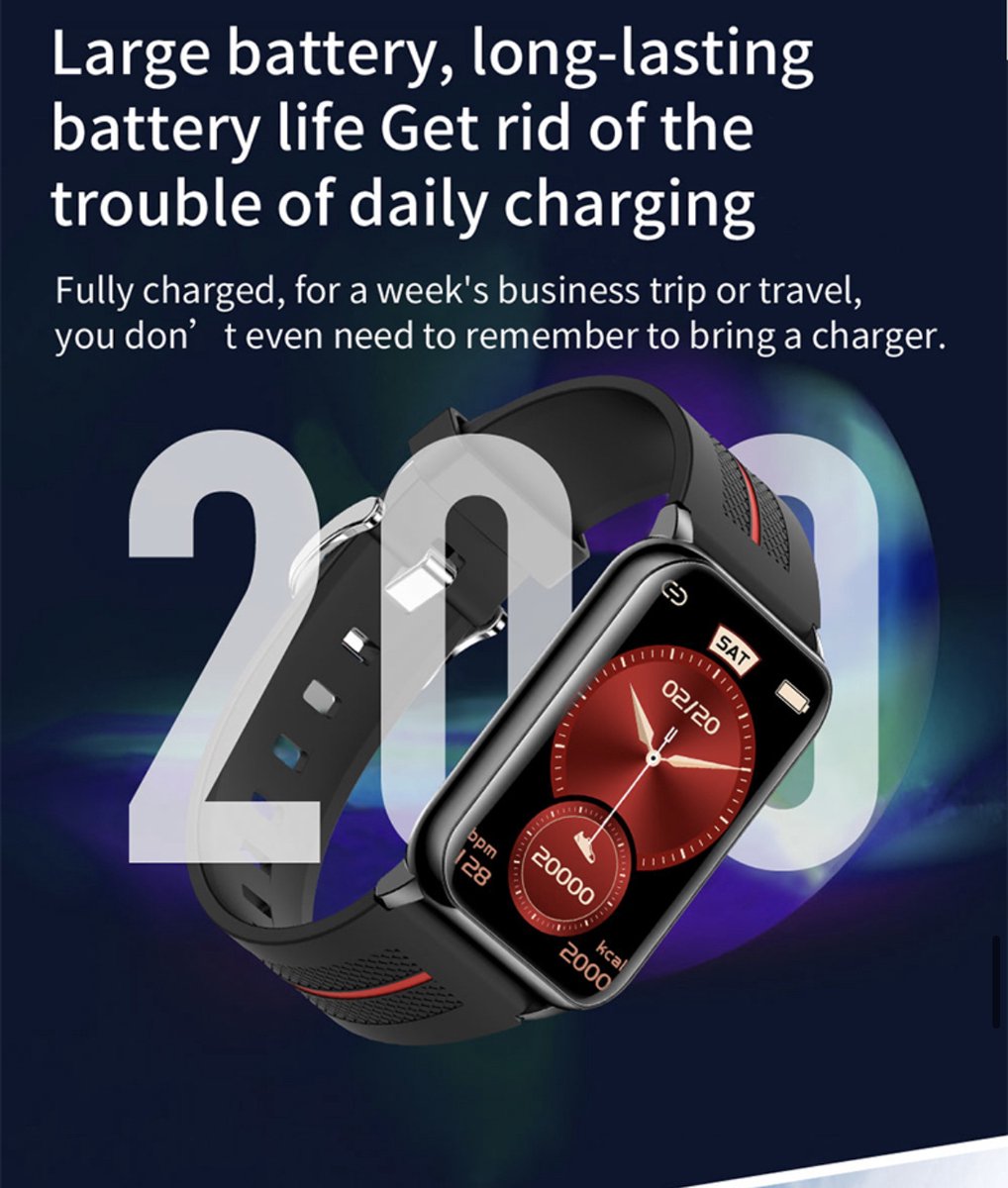 Smartwatch Rankos H76- sporthorloge grijs siliconen bandje - Fitness ...