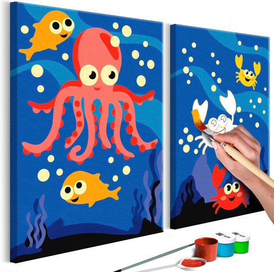 Doe-het-zelf op canvas schilderen - Ocean Animals. | bol.com