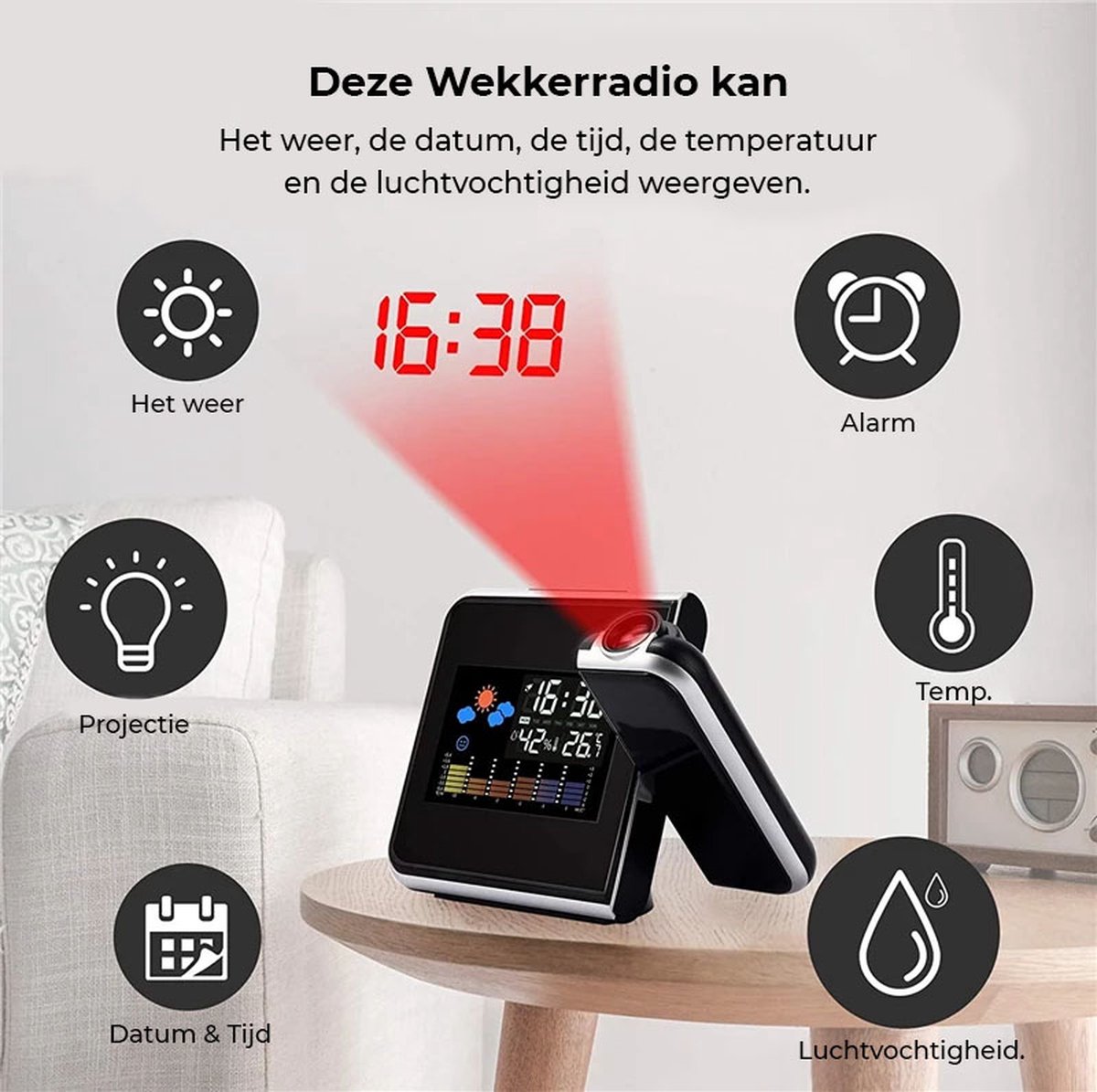 Lavazo® Digitale Wekkerradio Met Projectie - Weerstation ...
