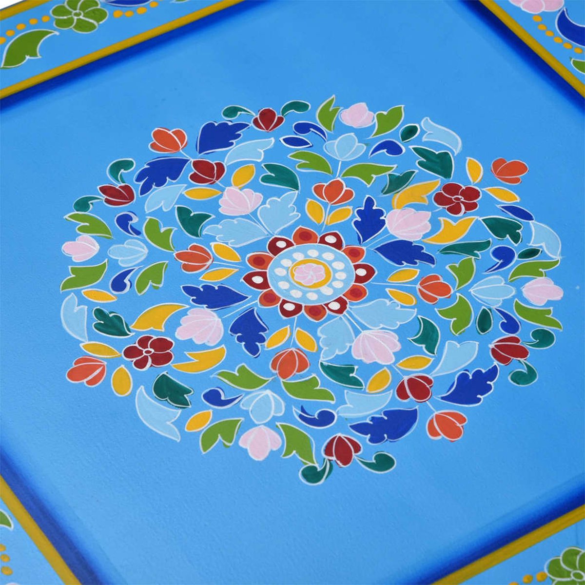 Decoways - Salontafel handgeschilderd massief mangohout turquoise | bol.com