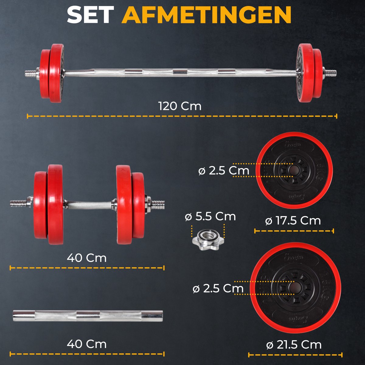FitGoodz - Dumbbell set - Barbell set - Halter - Gewichten - Halterset ...