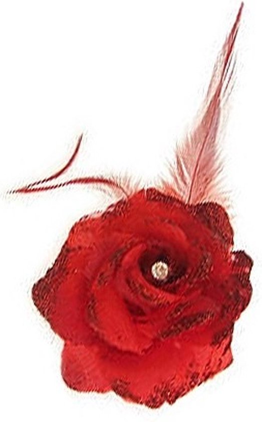 Rode deco bloem met speld/elastiek | bol.com