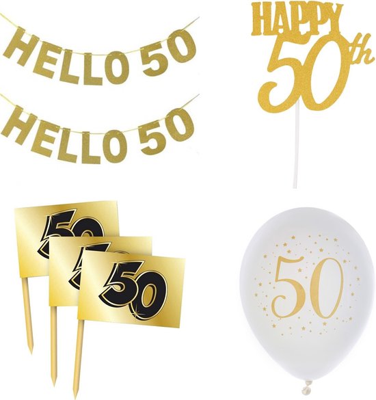 60-delige set Hello 50 - abraham - sarah - 50 - verjaardag - jubileum | bol