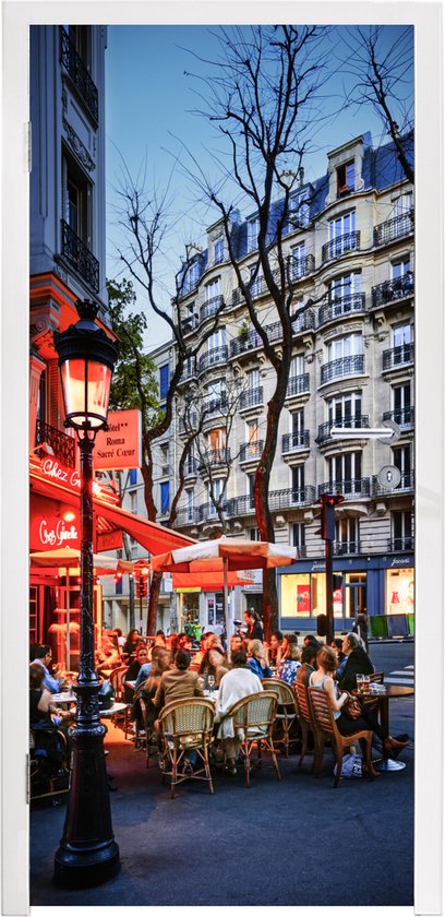 Rood verlicht terras in Parijs in Frankrijk Aluminium | bol.com