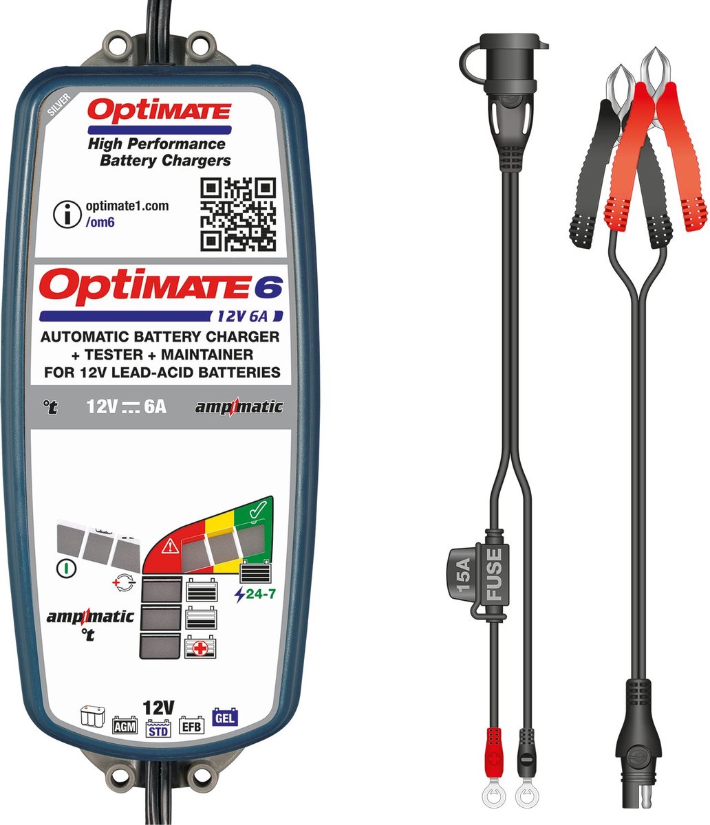 Tecmate Optimate 6 Ampmatic Acculader - 12V / 9A Druppellader - TM360 ...