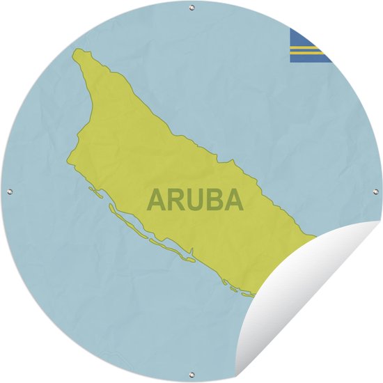 Tuincirkel een kaart van Aruba in de Caribische Zee - 150x150 cm ...