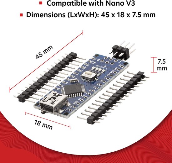 Azdelivery Nano V3 0 Mini Usb Board Atmega328 5v 16mhz Ch340 Atmega328p
