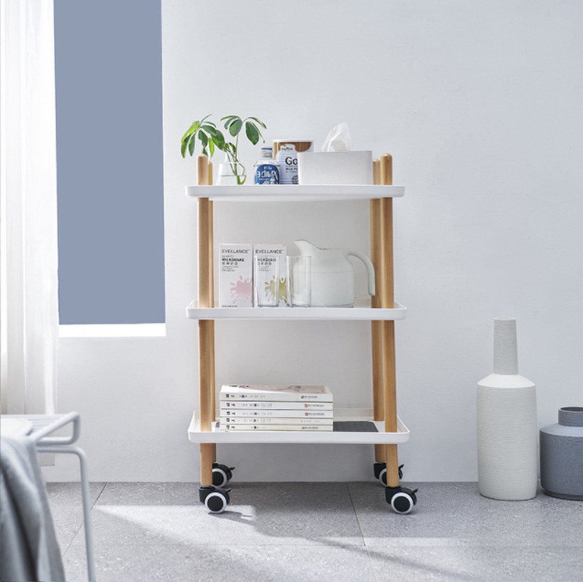 Doogo® Multifunctionelle trolley - Wit - kast op wieltjes – kar op ...
