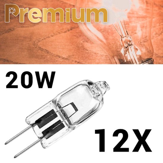 Premium G4 halogeenlamp - Halogeen - 20 watt - 20W - 12V - 12Volt - Lichtbron - 12 stuks | bol.com