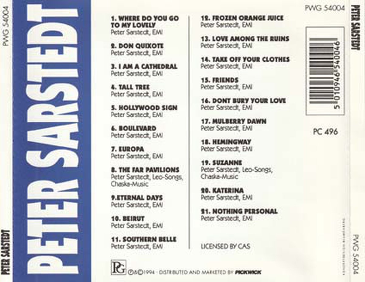 Peter Sarstedt -Cd Album, Peter Sarstedt | CD (album) | Muziek | bol.com