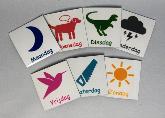 Magneet pictogrammen 'weekdagen' 3x3 cm|Dagritme planbord|PictoMix ...