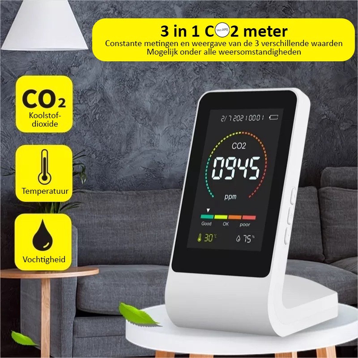 Van CODI® - 3 In 1 Co2 Meter - Luchtkwaliteitsmeter - Co2 meter ...