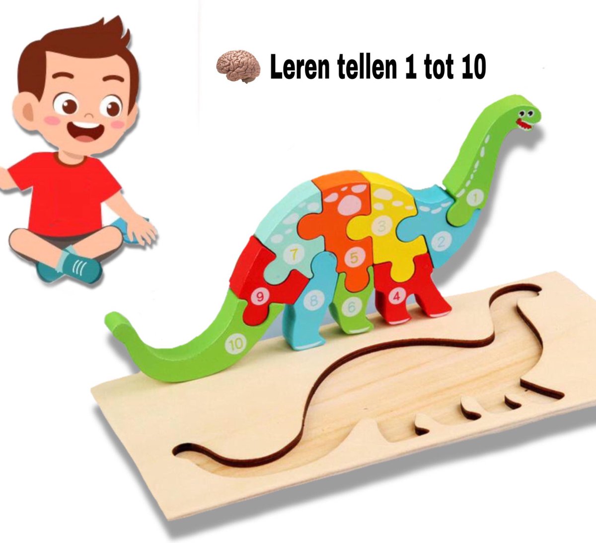 Peuter Kinder Puzzel | Hout vormenpuzzel | Dinosaurus Puzzel ...