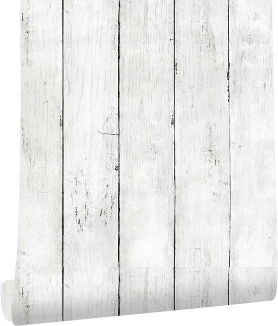 Behang 3D Hout Wit - Zelfklevend Fotobehang - Houten Planken - Houtlook ...