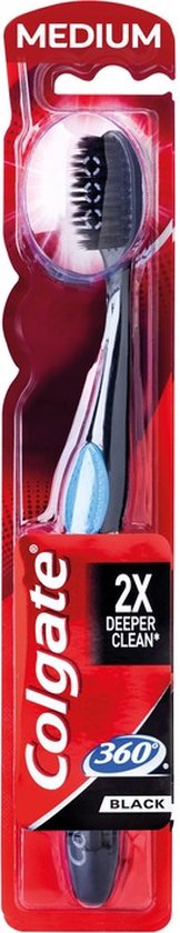 Colgate Tandenborstel - Charcoal Black 360 - Medium | bol.com