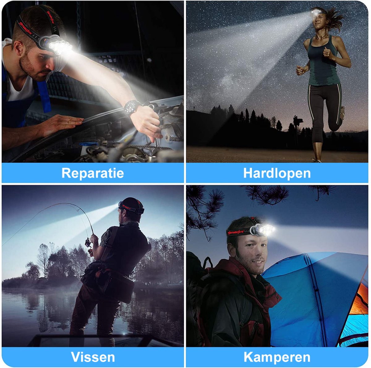 Ultrakrachtige Militaire Hoofdlamp met Smart Aan/-Uit-Sensor - USB ...