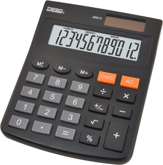 DESQ® | Bureau Rekenmachine | 12 Cijfers| Compact | Heavy Duty | bol.com