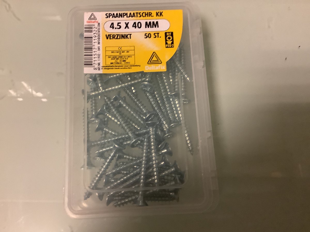 Deltafix. Hout schroef 4.5 x 40 mm. VERZINKT.50 Stuks Spaan plaat ...
