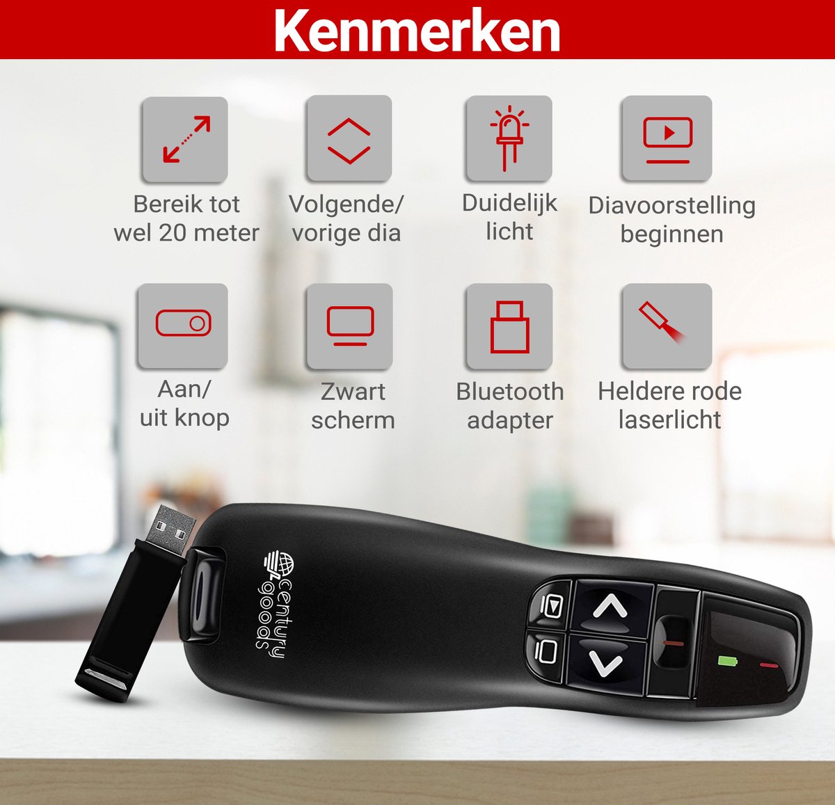 Draadloze usb/usb-c presenter met pointer - Powerpoint presentatie ...