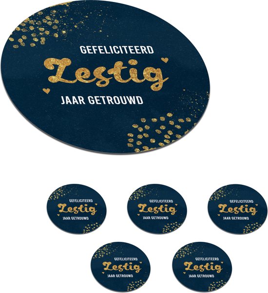 Onderzetters voor glazen - Rond - Gefeliciteerd zestig jaar getrouwd ...