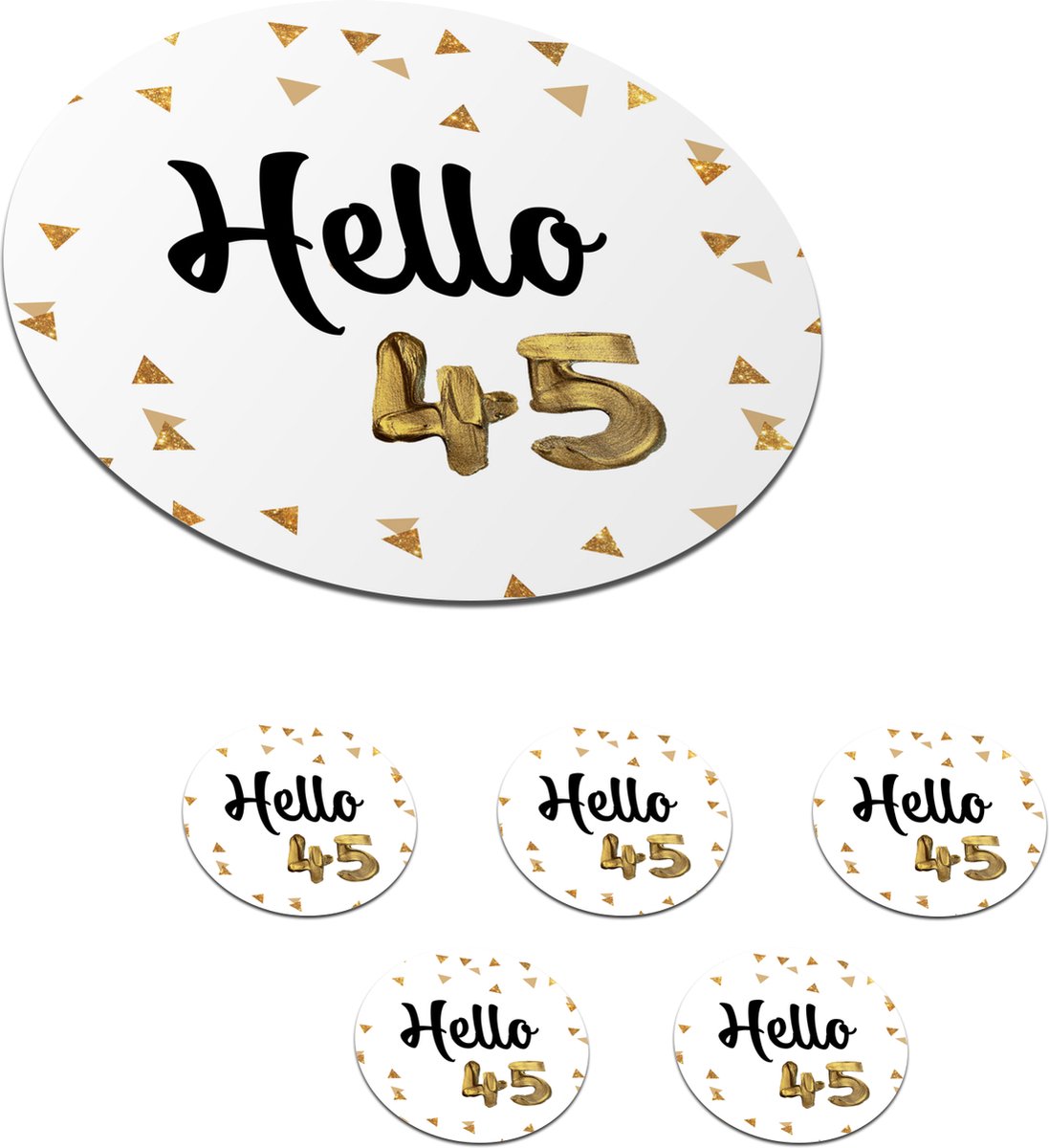 Onderzetters voor glazen - Rond - Versiering - 45 jaar - Goud - 10x10 cm -... | bol.com