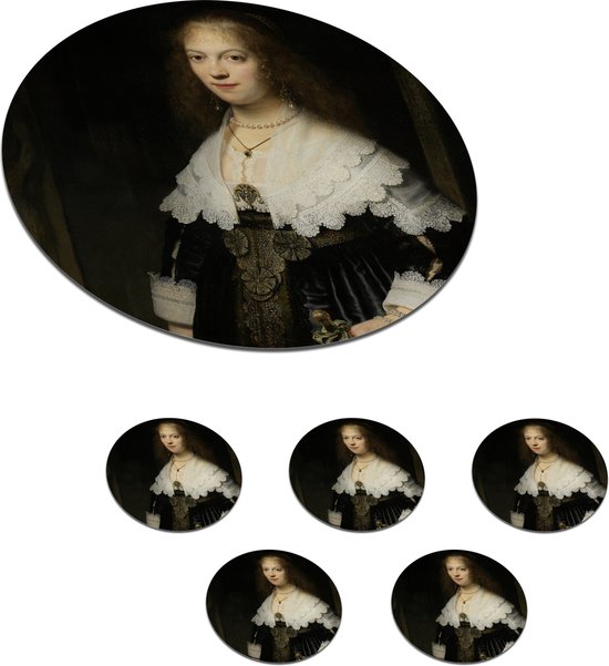 Onderzetters voor glazen - Rond - Portret van een vrouw, mogelijk Maria ...