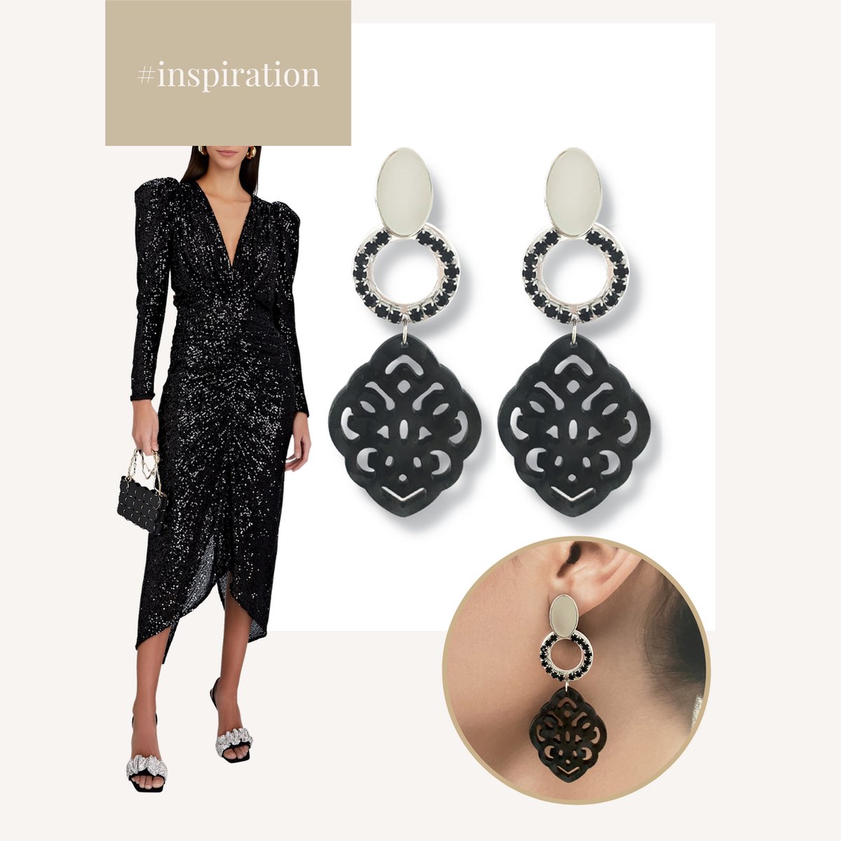 Zatthu Jewelry - N21AW392 - Iana statement oorbellen met zwarte resin | bol