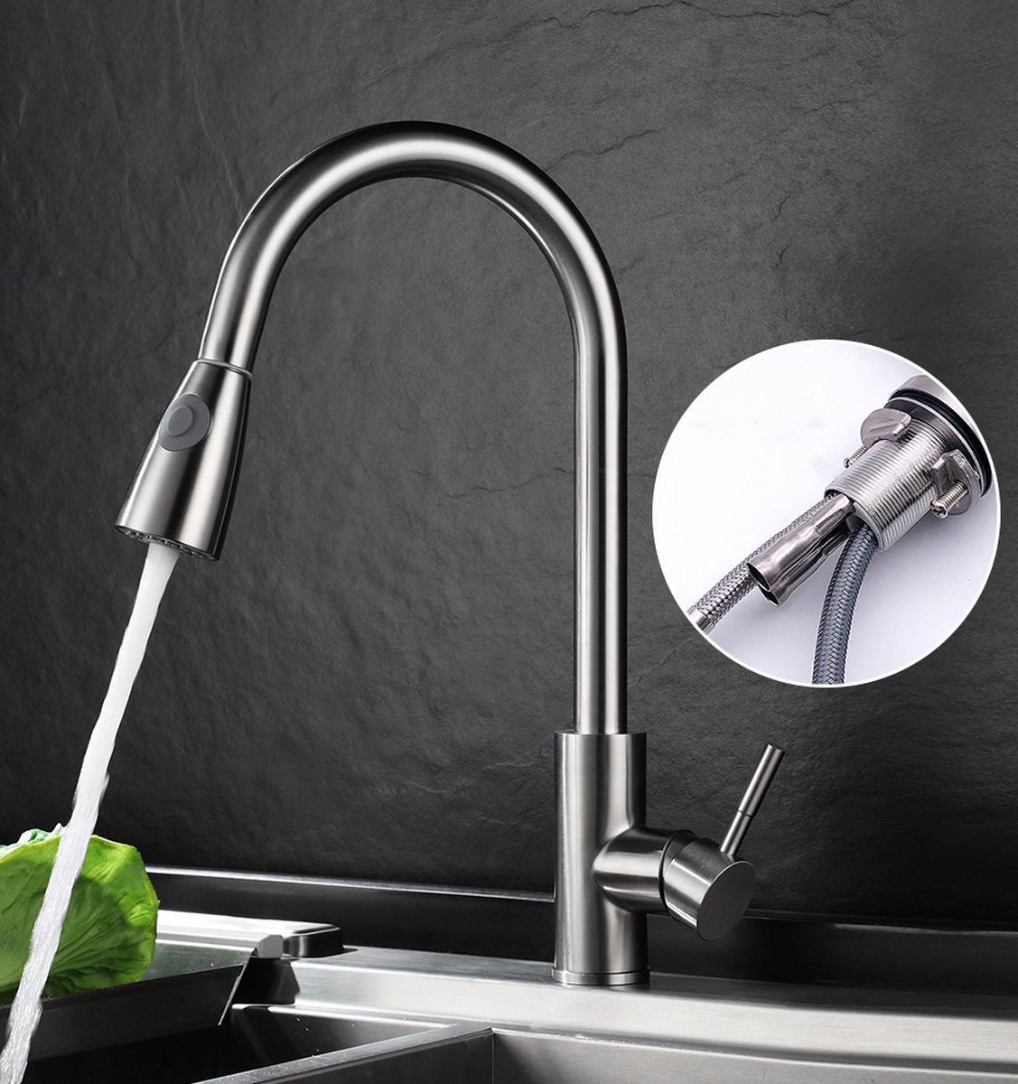 Keukenkraan met uittrekbare sproeikop RVS Muro OMNITAIR | bol.com