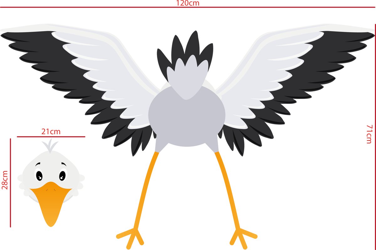 Raamsticker ooievaar | 120x71cm | Herbruikbaar! | bol